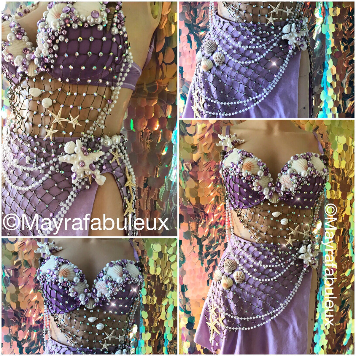 Purple Mermaid Rave Bra and Skirt - Complete Rave Outfit – mayrafabuleux