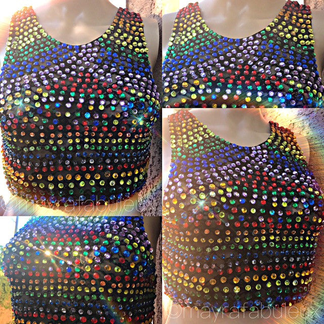 Rainbow Crystal Lace Crop Top – mayrafabuleux